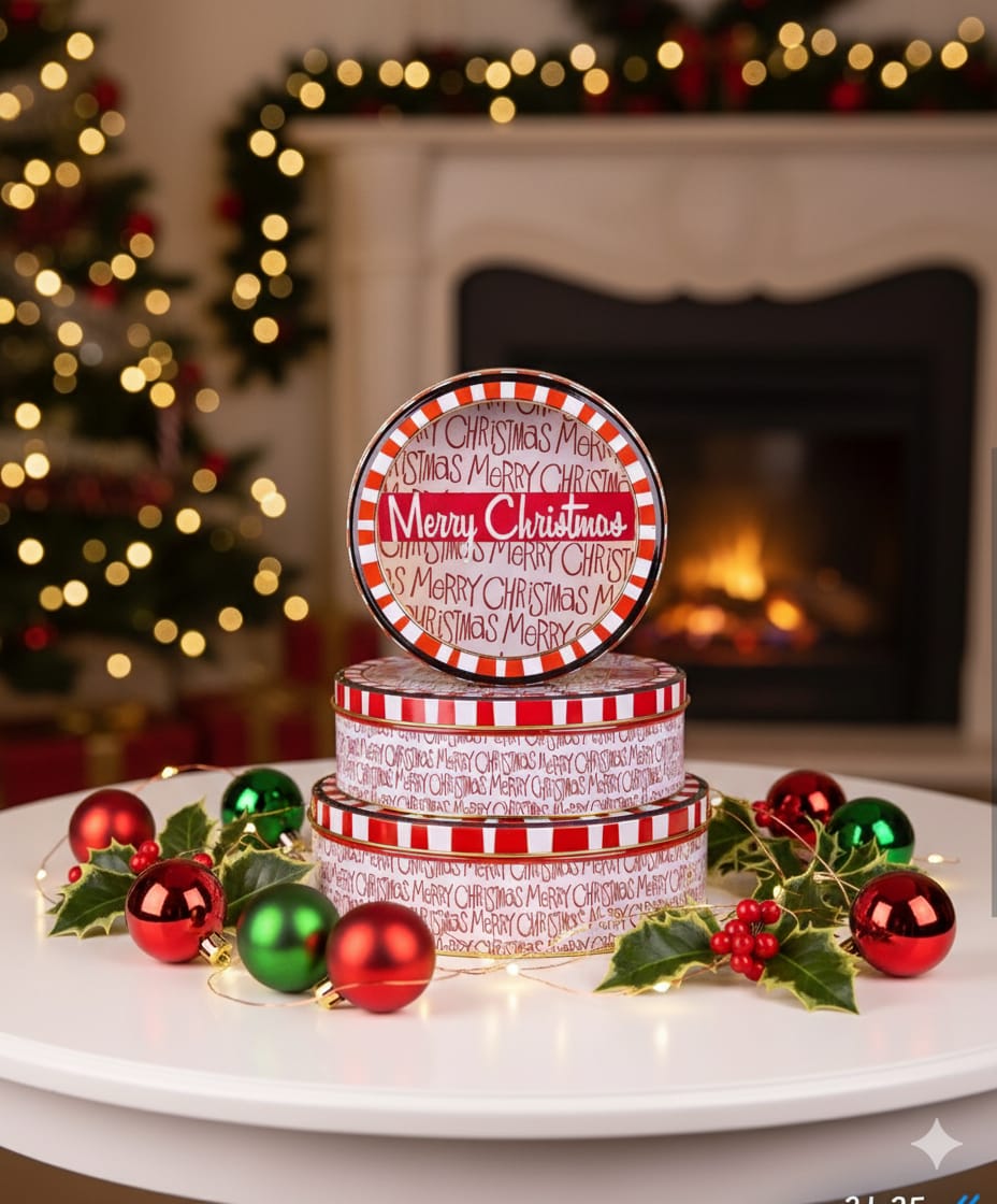 Round Metal Box Set with lid – Elegant Storage & Gift Packaging – El ...